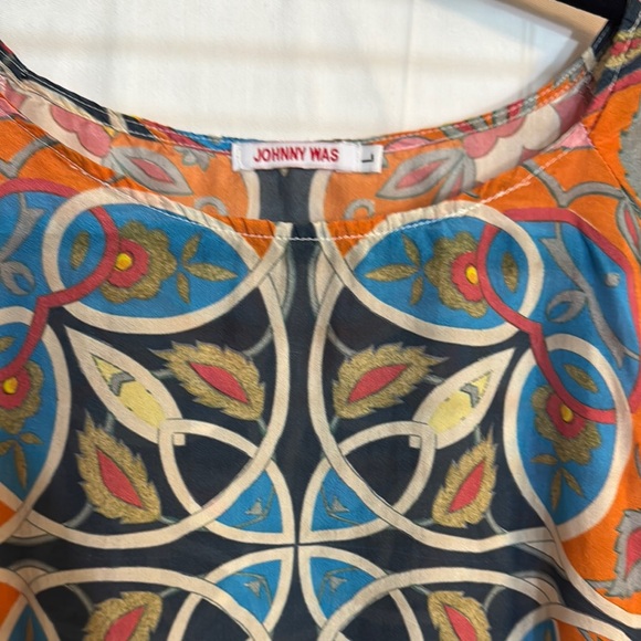 Johnny Was | Tops | Johnny Was Orange And Blue Floral Top | Poshmark